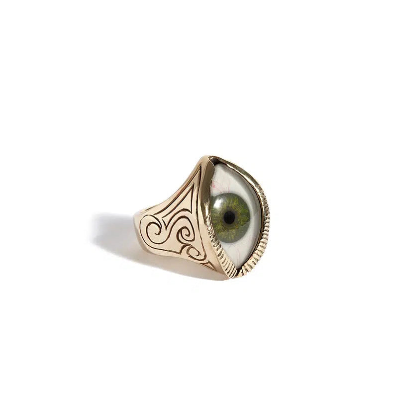 Solid 9ct Gold Engraved Eye Ring – The Great Frog London